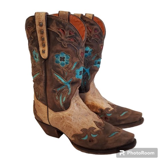 Dan Post | Shoes | Dan Post Bluebird Turquoise Floral Brown Western ...